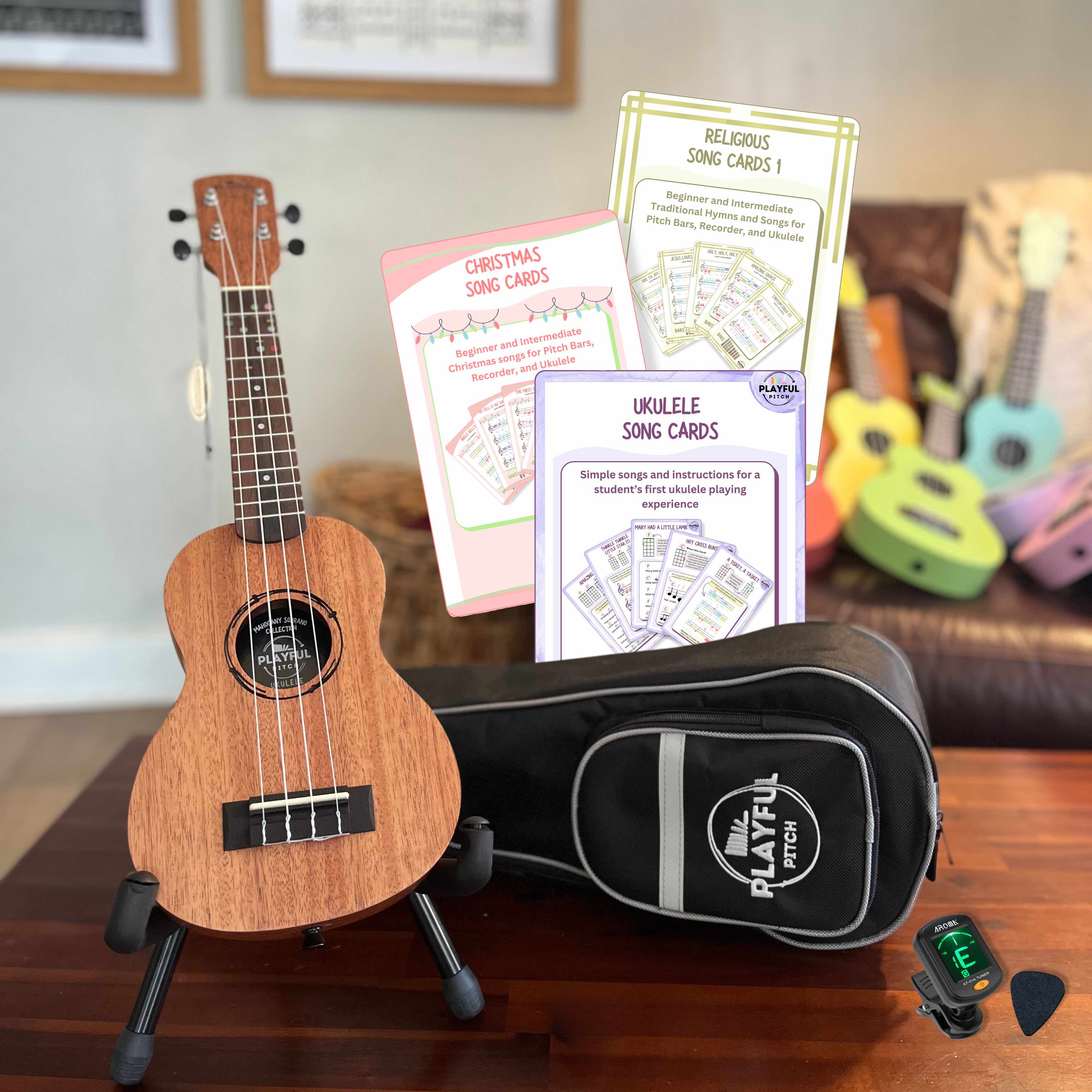 Mahogany Soprano Ukulele Bundle – Playful Pitch